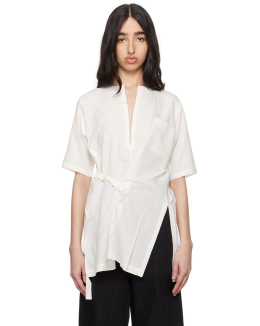 Issey Miyake Pressed Form Blouse in White | Lyst
