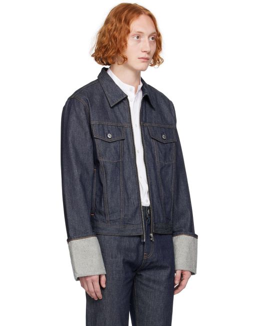 Helmut Lang Cuffed Denim Jacket in Blue for Men | Lyst