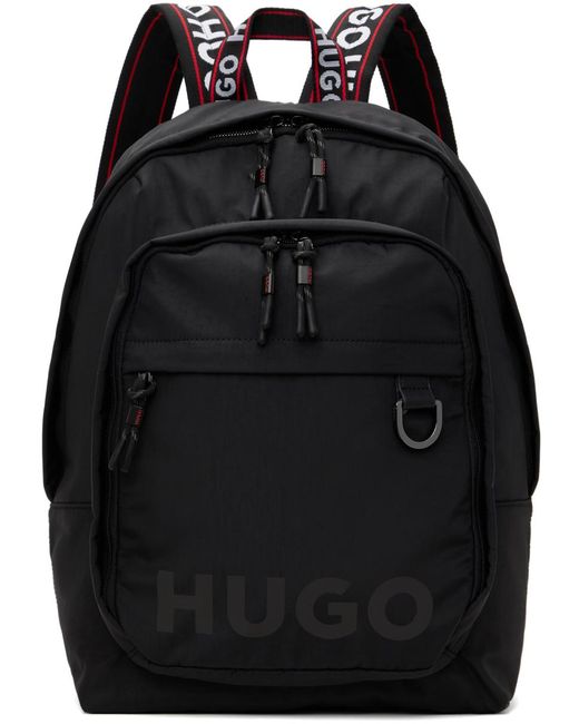 HUGO Logo-Print Branded Backpack in Black for Men | Lyst
