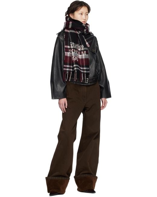 Acne Studios Burgundy Logo Fringe Scarf | Lyst UK