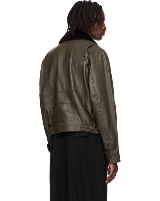 Ernest W. Baker Khaki Aviator Leather Jacket in Black for Men | Lyst