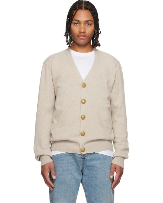Balmain Eco-Cashmere Cardigan in Natural for Men | Lyst UK