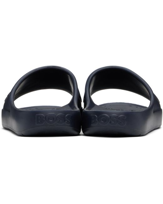 BOSS Emed Logo Pool Slides in Black for Men | Lyst