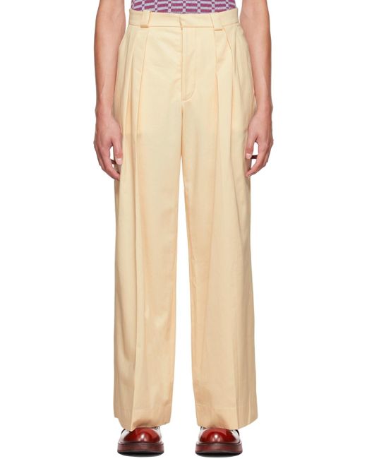King And Tuckfield Cotton Off White Wide Leg Trousers For Men Lyst
