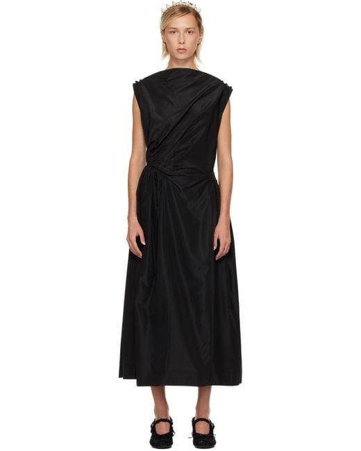 Simone Rocha Hip Detail Draped Bind Maxi Dress in Black | Lyst UK