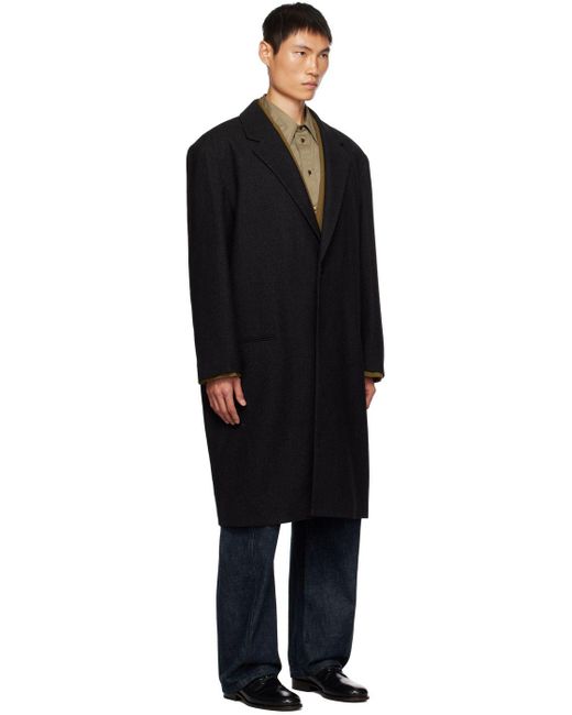 Lemaire Black Button Coat for Men | Lyst