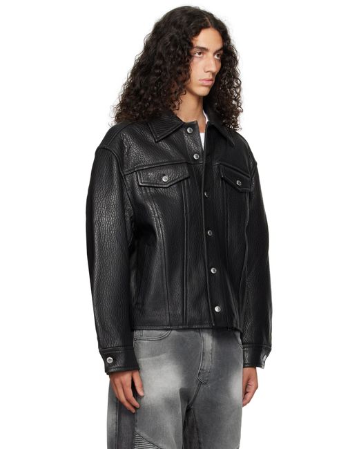 Alexander Wang Trucker Leather Jacket in Black for Men | Lyst