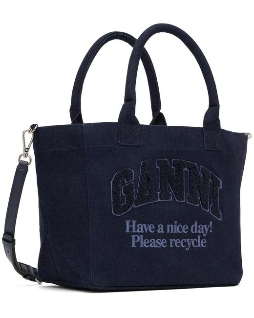 Ganni Small Shopper Tote in Blue | Lyst