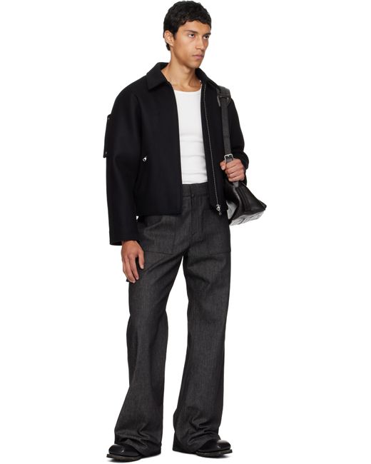 Courreges Embroide Wool Bomber Jacket in Black for Men | Lyst