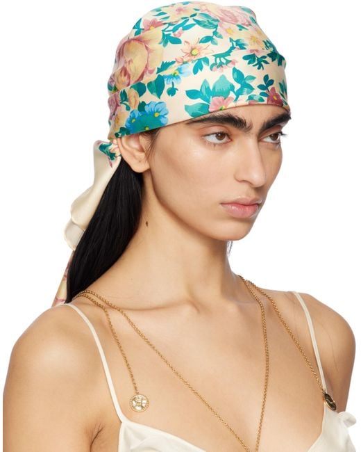 Foulard À Motif De Pivoines Et À Logos Chloé en coloris Bleu | Lyst