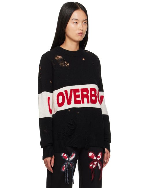 Charles Jeffrey Distressed 'Loverboy' Logo Sweater in Black | Lyst