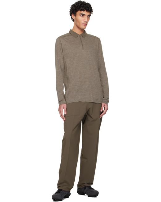 Veilance Taupe Frame Ls Polo in Brown for Men | Lyst UK