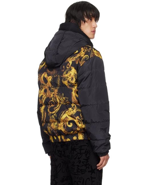 Versace Jeans Couture Black Watercolor Couture Down Jacket for Men | Lyst