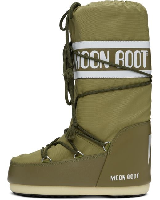 Moon Boot Khaki Icon Nylon Boots in Green | Lyst