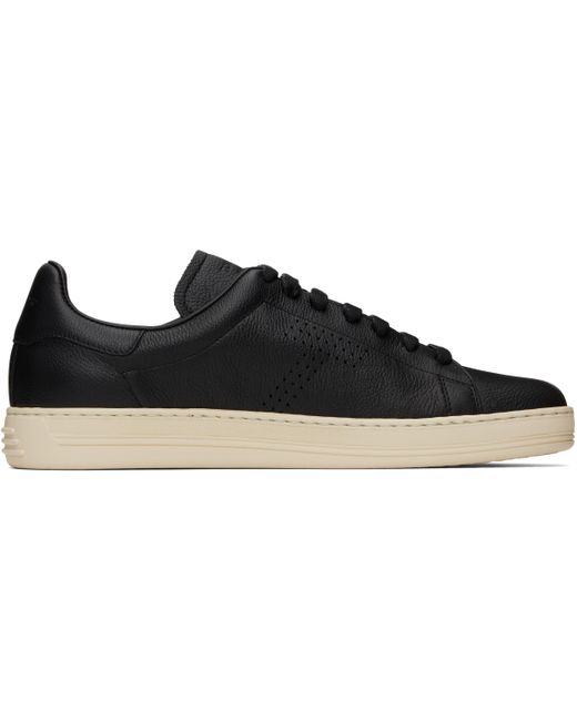 Tom Ford Grain Leather Warwick Sneakers in Black for Men | Lyst