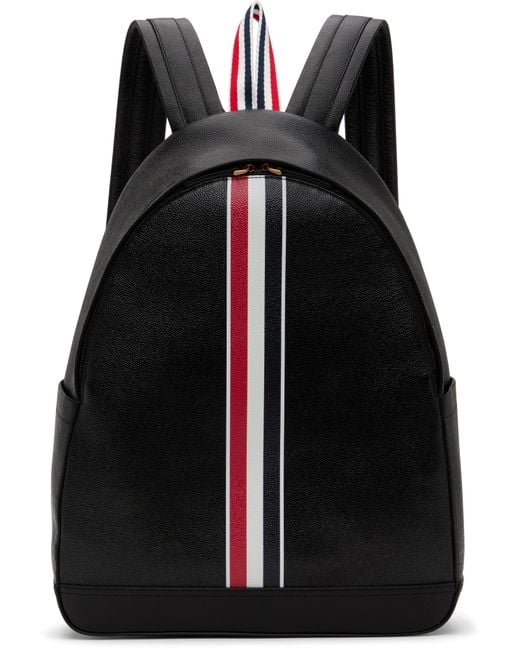 Thom Browne Pebble Grain Rwb Stripe Backpack in Black for Men | Lyst