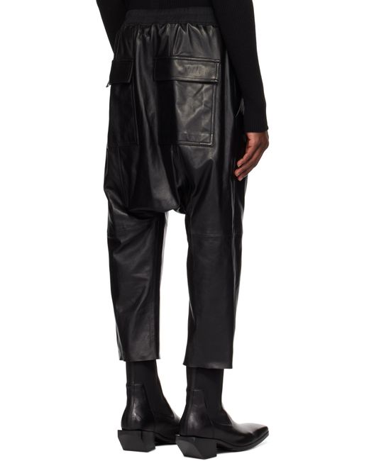 Rick Owens Hollywood Drawstring Cropped Leather Pants in Black for Men ...