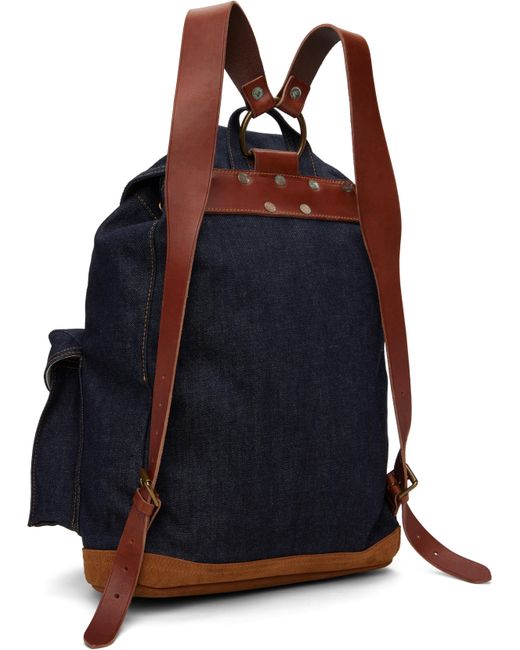 RRL Rucksack Denim Backpack in Blue for Men | Lyst
