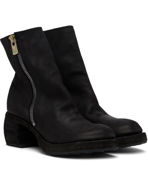 Yohji Yamamoto Guidi Edition Calf Grain Oblique Side Zip Boots in Black ...