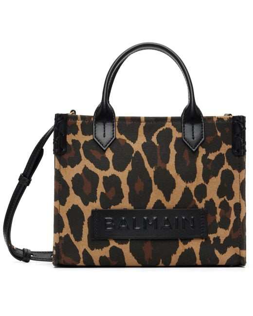 Balmain B-army Small Leopard Print Bag in Black | Lyst UK