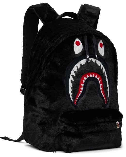 A Bathing Ape Shark Faux-Fur Daypack Backpack in Black for Men | Lyst