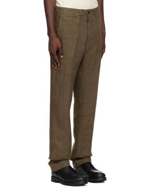 RRL Linen Herringbone Officer'S Trousers in Brown for Men | Lyst