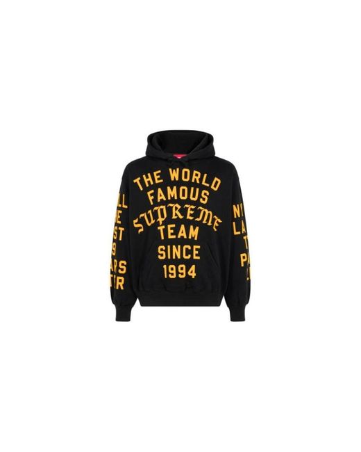 Supreme Team Flocked Hooded Sweatshirt in Black | Lyst UK