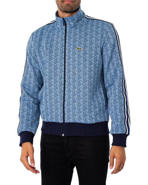 Lacoste Paris Monogram Track Jacket in Blue for Men | Lyst UK