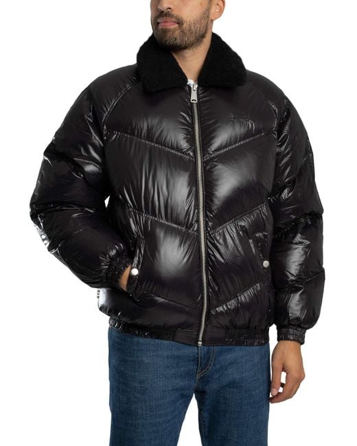 Schott Nyc Collin Puffer Jacket in Black for Men | Lyst UK