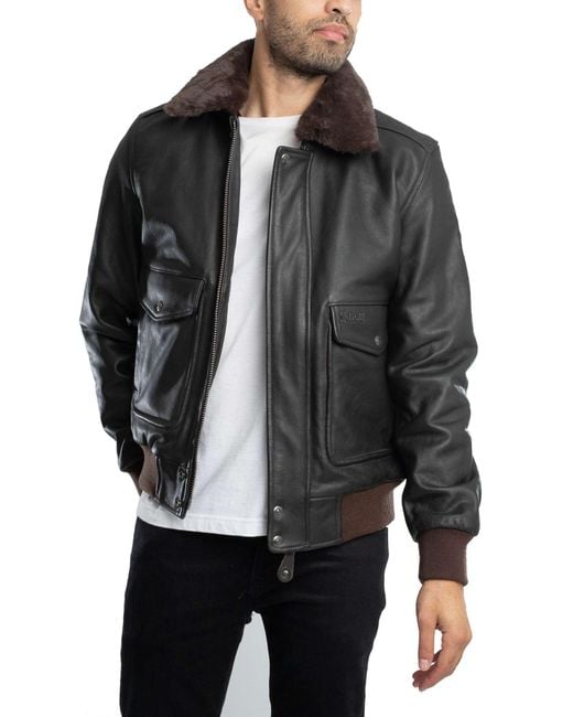 Schott Nyc Vintage A-2 Leather Flight Jacket in Gray for Men | Lyst