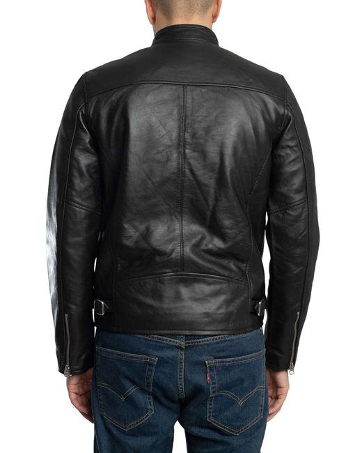 Schott Nyc Leather Biker Moto Jacket in Black for Men | Lyst