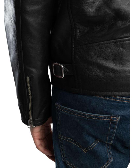 Schott Nyc Leather Biker Moto Jacket in Black for Men | Lyst