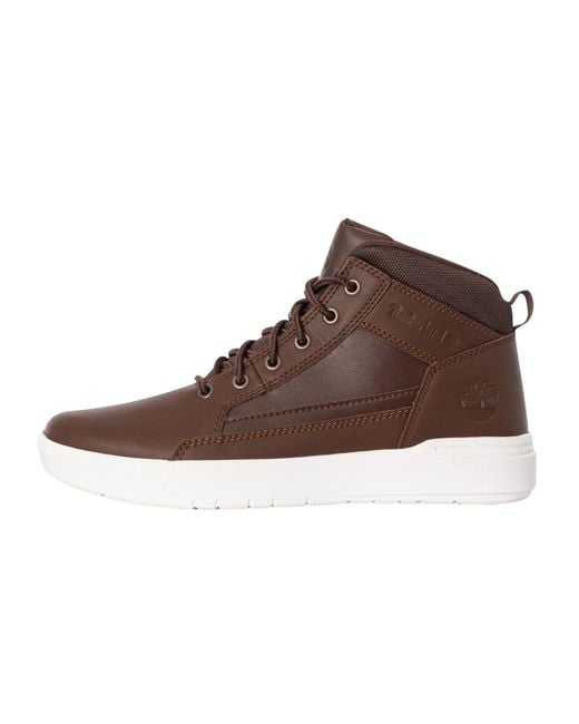Timberland Allston Mid Lace Leather Trainers in Brown for Men | Lyst