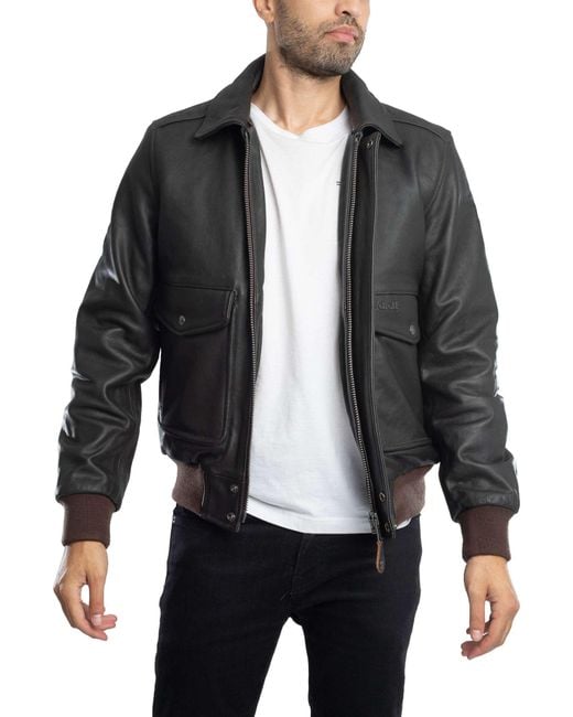 Schott Nyc Vintage A-2 Leather Flight Jacket in Grey for Men | Lyst UK