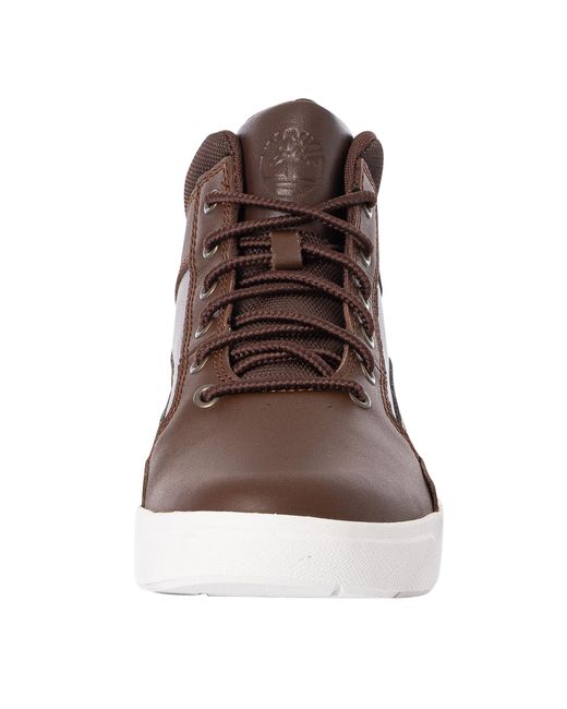 Timberland Allston Mid Lace Leather Trainers in Brown for Men | Lyst
