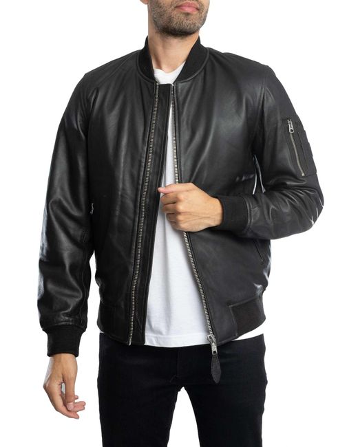 Schott Nyc Leather Ma-1 Bomber Jacket in Gray for Men | Lyst
