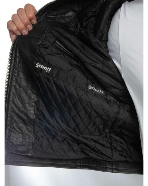 Schott Nyc Leather Biker Moto Jacket in Black for Men | Lyst