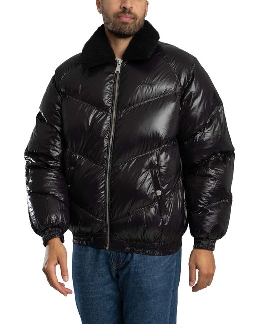 Schott Nyc Collin Puffer Jacket in Black for Men | Lyst UK