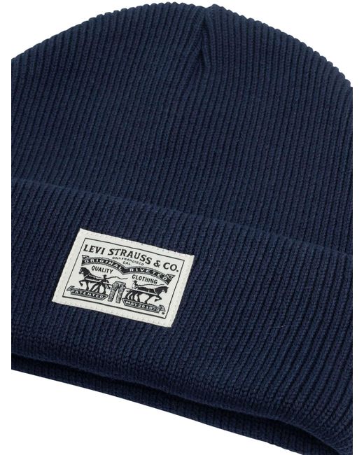 Levi's Box Logo Backpatch Beanie in Blue for Men | Lyst