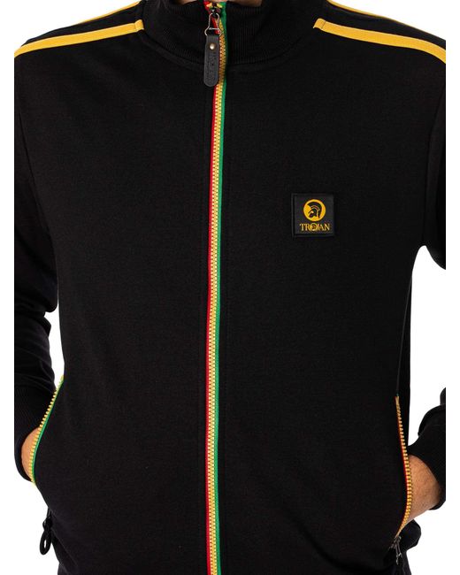 Trojan Contrast Track Jacket in Black for Men | Lyst