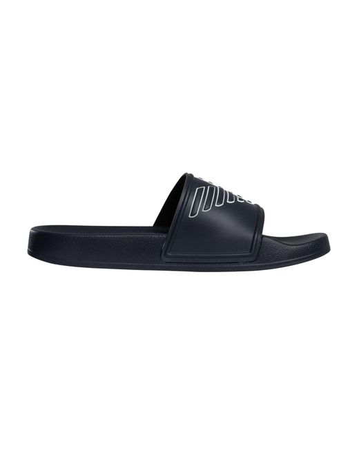 Emporio Armani Embossed Eagle Sliders in Blue for Men | Lyst