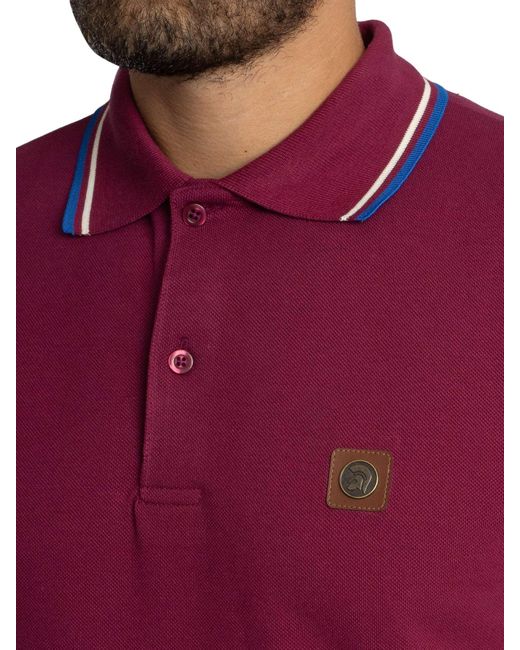 Trojan Three Colour Tipped Pique Polo Shirt in Red for Men | Lyst UK