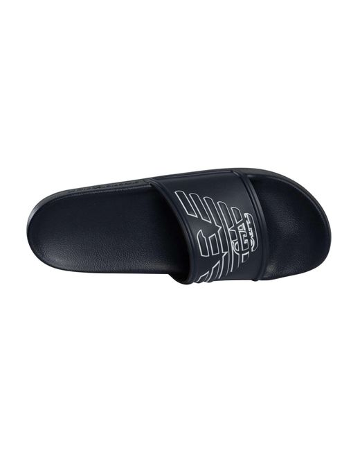 Emporio Armani Embossed Eagle Sliders in Blue for Men | Lyst