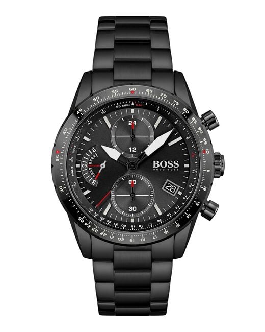 BOSS by HUGO BOSS Pilot Edition Chrono Watch in Black for Men | Lyst UK