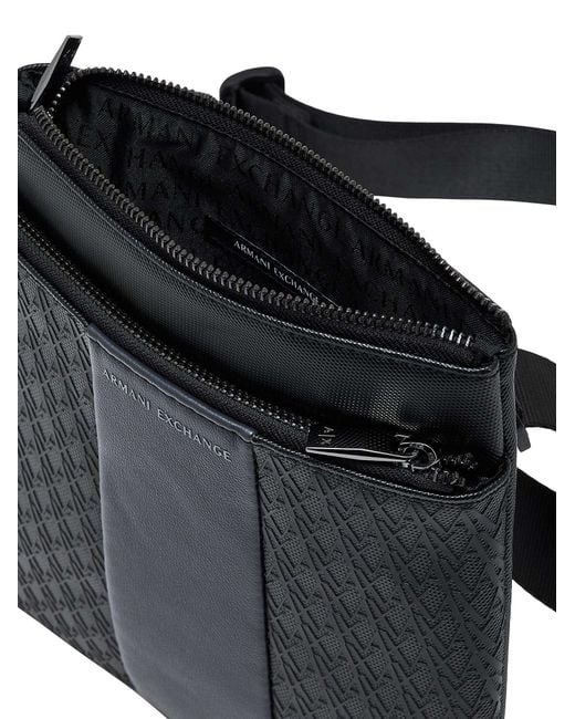 ARMANI EXCHANGE Textured Logo Crossbody Bag in Black for Men | Lyst UK
