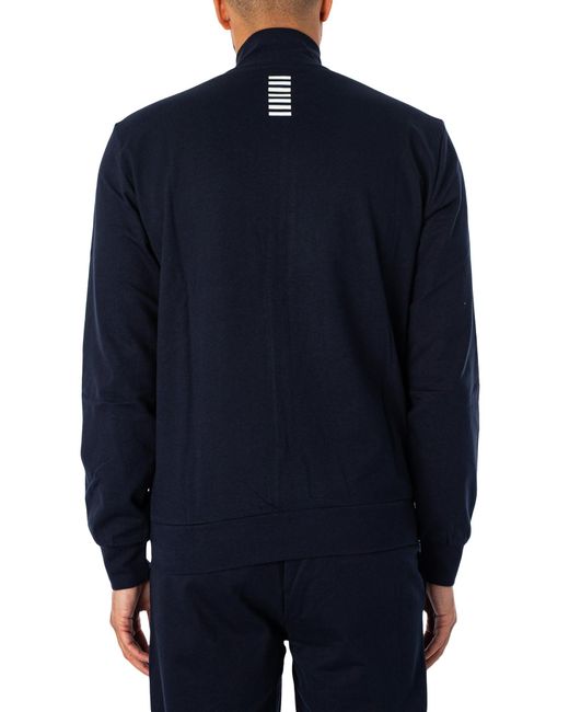 EA7 Chest Logo Zip Tracksuit in Blue for Men | Lyst