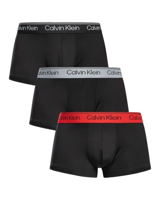 Calvin Klein 3 Pack Microfiber Low Rise Trunks in Black for Men | Lyst UK