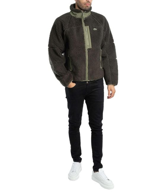 Lacoste Colourblock Fleece Jacket in Gray for Men | Lyst