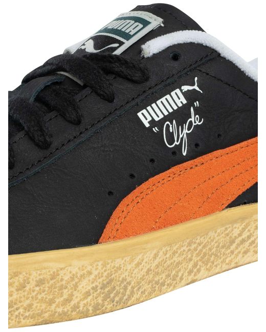 PUMA Clyde Vintage Leather Trainers in Blue for Men | Lyst