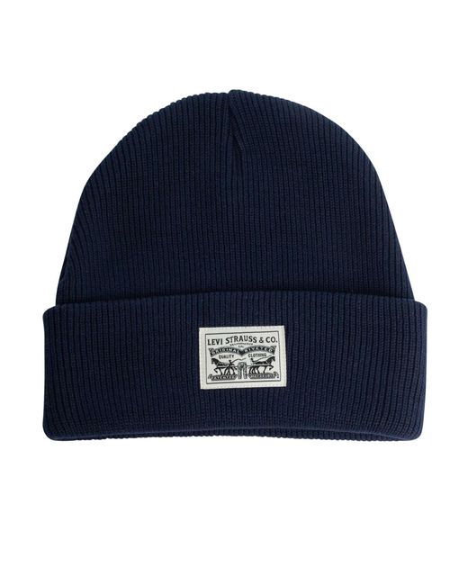 Levi's Box Logo Backpatch Beanie in Blue for Men | Lyst